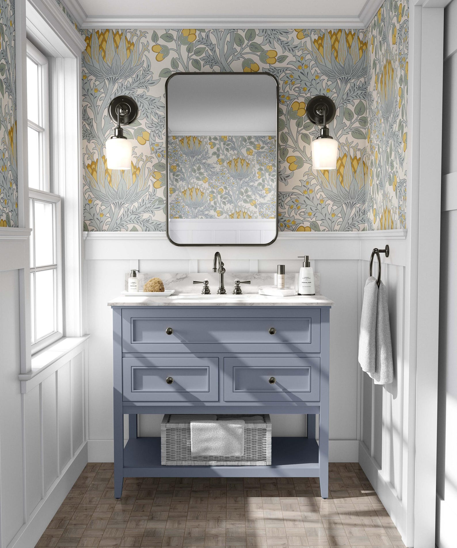Soft-colored William Morris Pimpernel Style Wallpaper | Floral Peel and ...