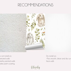 Cute Bunnies Nursery Wallpaper Pastel Colors Wall Décor DIY - Etsy