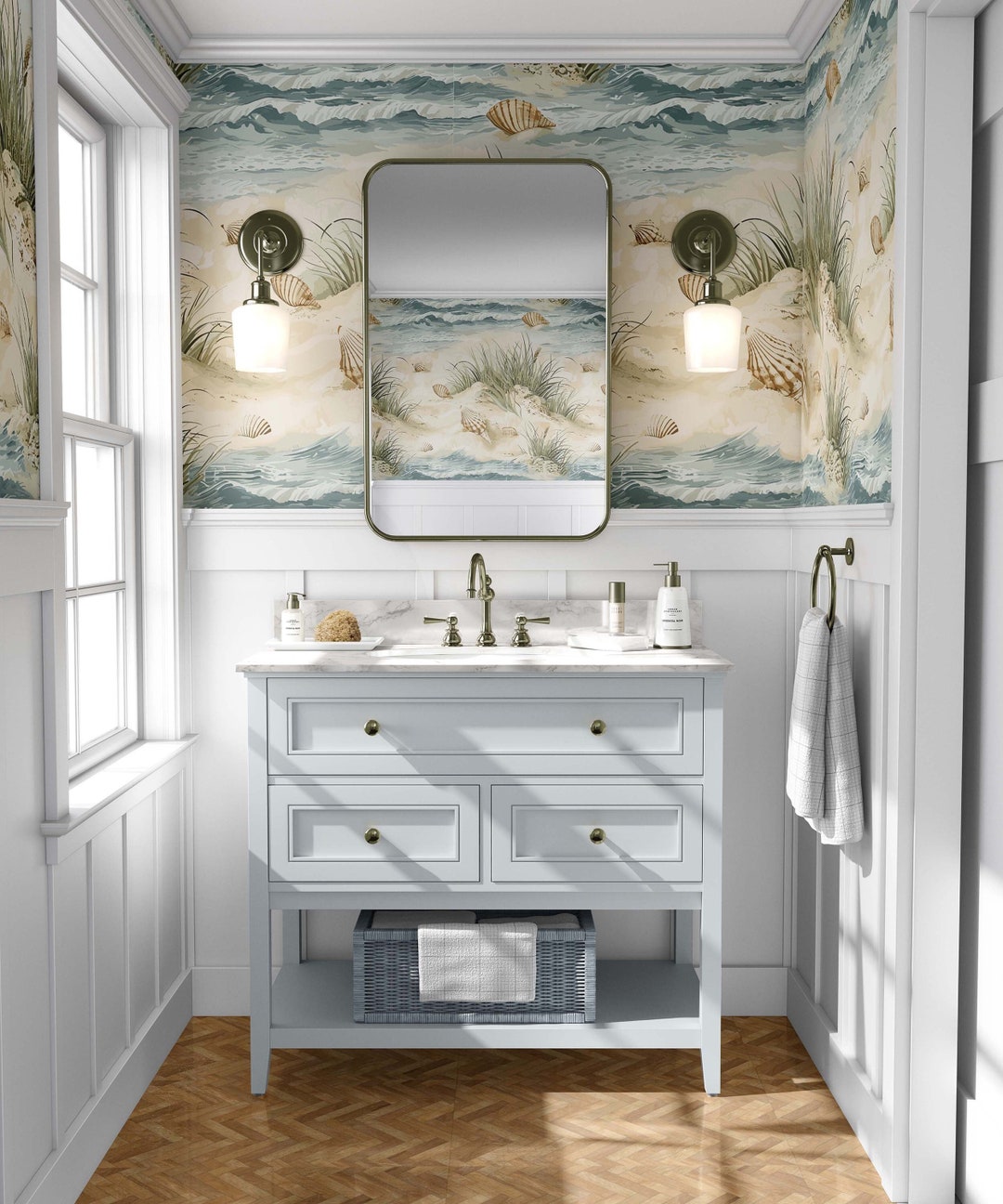 Peel and Stick Coastal Wallpaper Mural Perfect for a Bathroom - Etsy