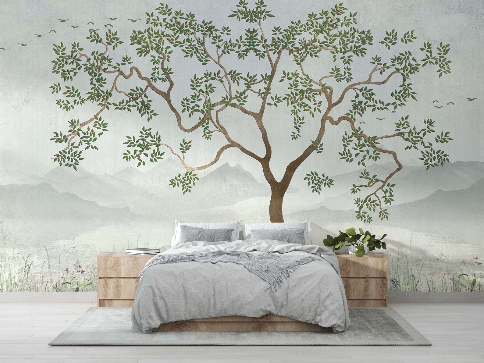 Nature Wallpaper Mural Tree Mural DIY Peel and Stick Easy - Etsy