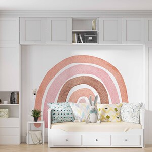 Pink Pastel Boho Rainbow Wall Mural, Self Adhesive and Repositionable ...