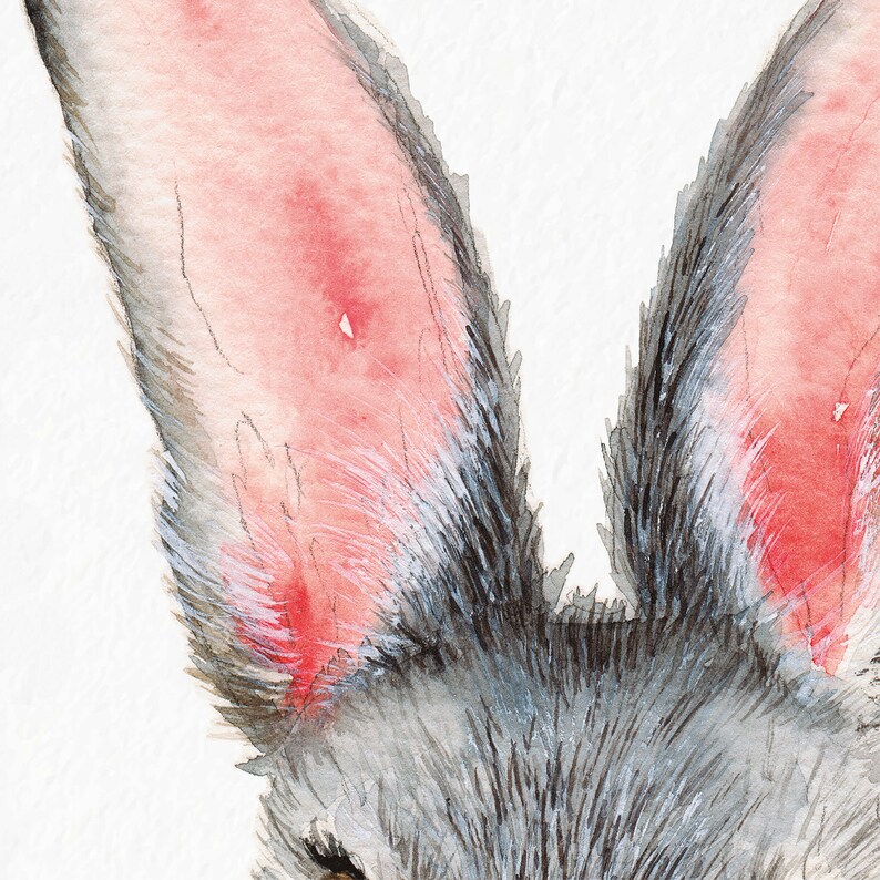 Big Watercolor Rabbit Wall Mural for Nursery Décor in Peel and - Etsy