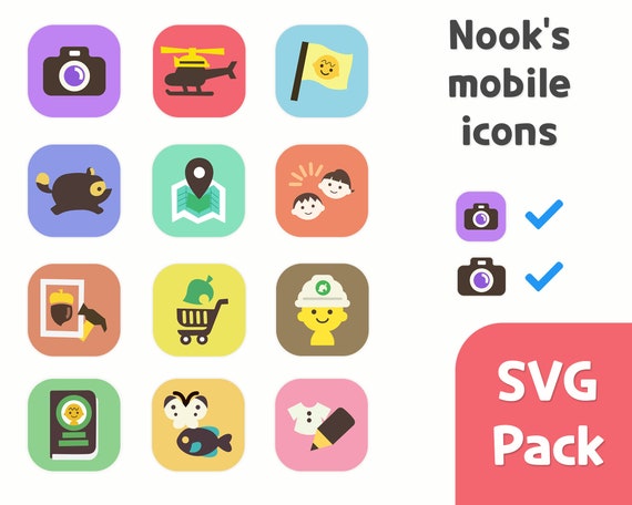 Animal crossing SVG Nook's mobile icons SVG PNG cutting | Etsy