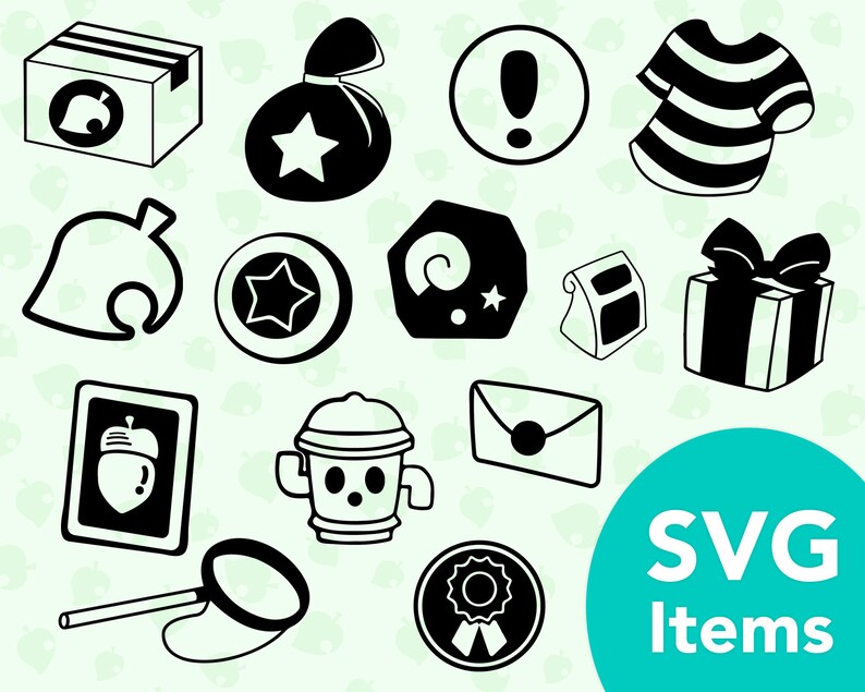 Animal crossing items icon SVG Get set of 15 ACNH icons in | Etsy
