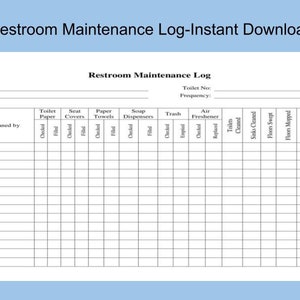 Washroom Maintenance Log-printable-restroom Maintance Log-pdf-instant ...