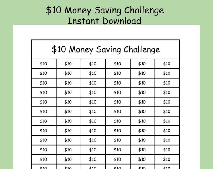 Money Saving Challenge Printable for 1251050 Dollor Bill | Etsy