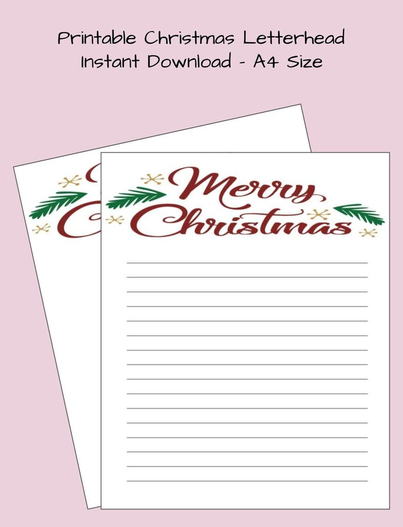 Printable Christmas Letter A4 Size - Digital Paper - Instant Download ...