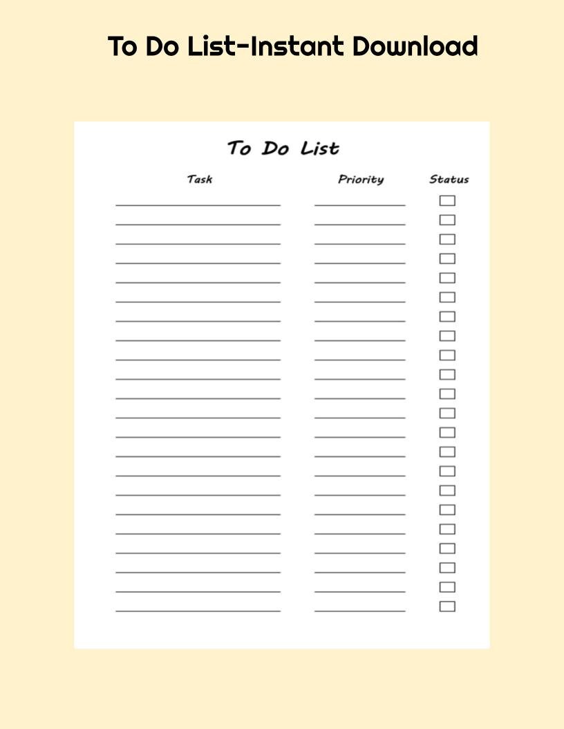 Printable to Do List- Instant Download-organizer With Priority Option ...
