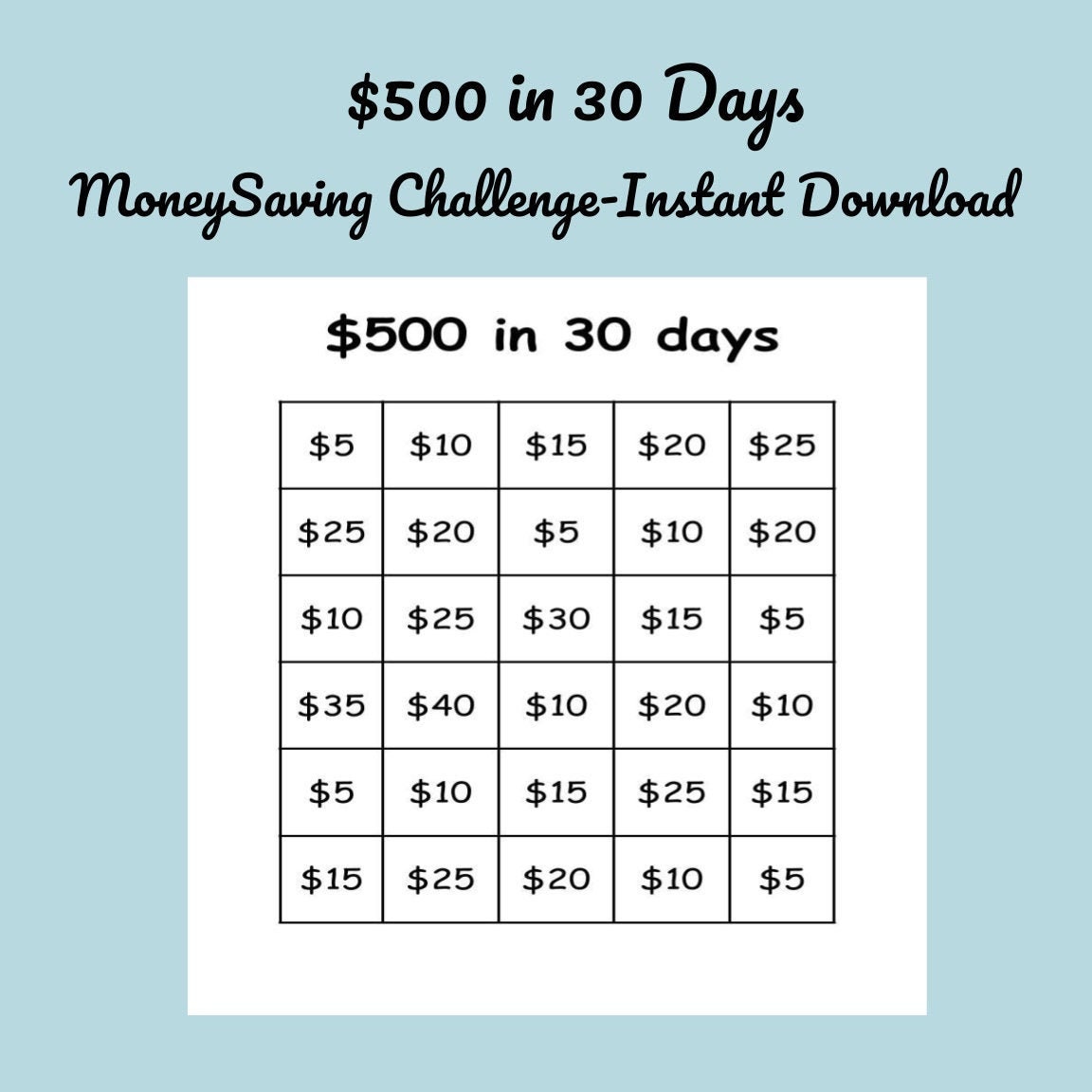 Money Saving Challenge-dollar 500 in 30 Days-pdf File-instand Download ...
