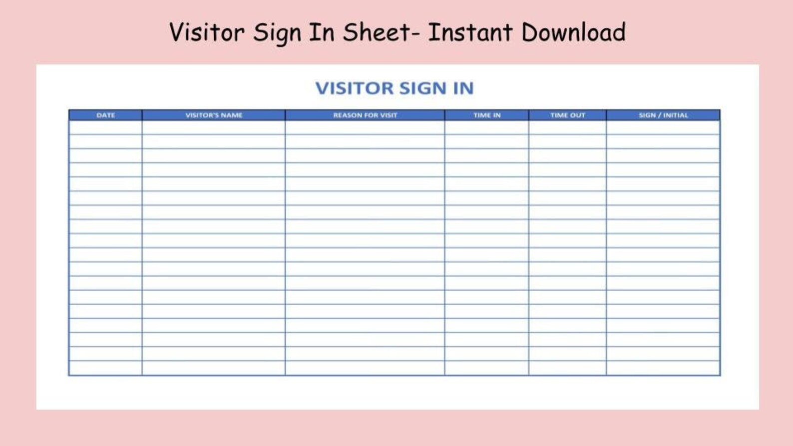 Editable Appointment Sign in Sheet for Medical Doctor's Office ...