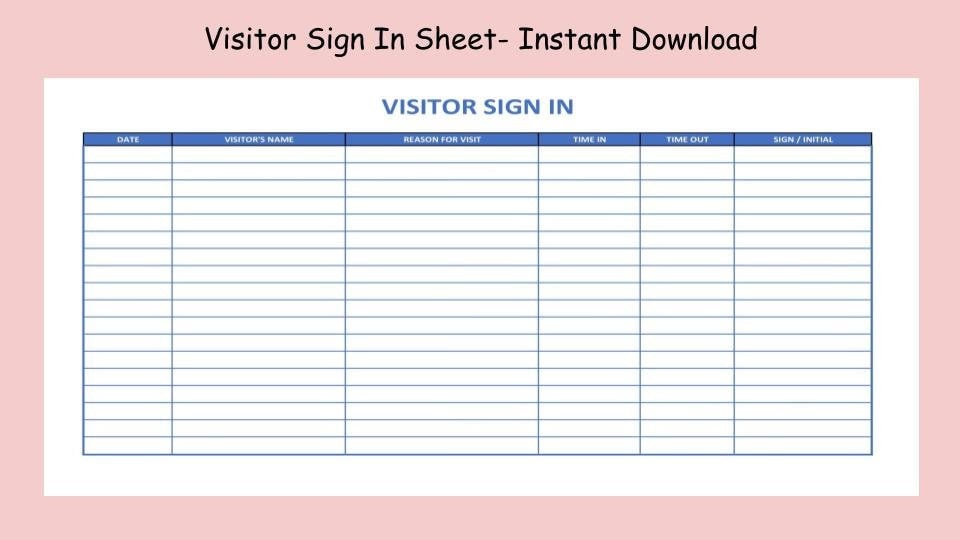 Editable Appointment Sign in Sheet for Medical Doctor's Office ...