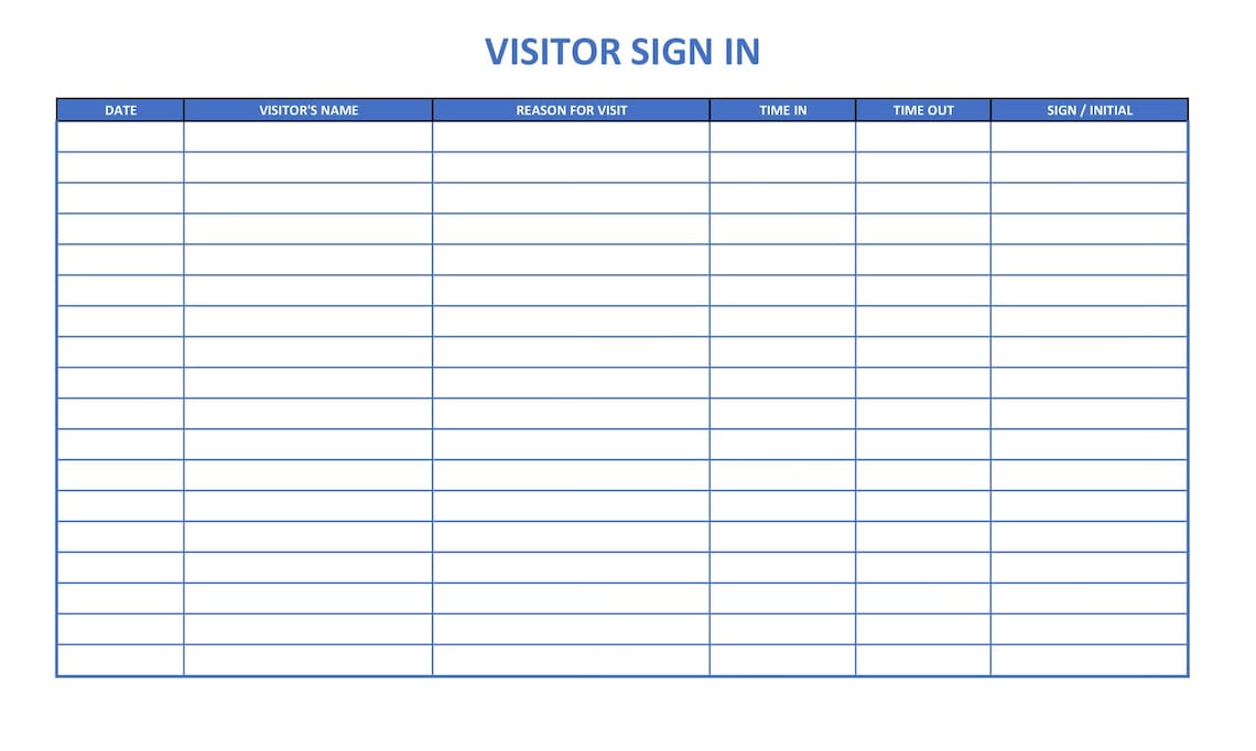 Editable Appointment Sign in Sheet for Medical Doctor's Office ...