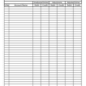 Adjusted Trial Balance Printable-pdf-instant Download editable MS Excel ...