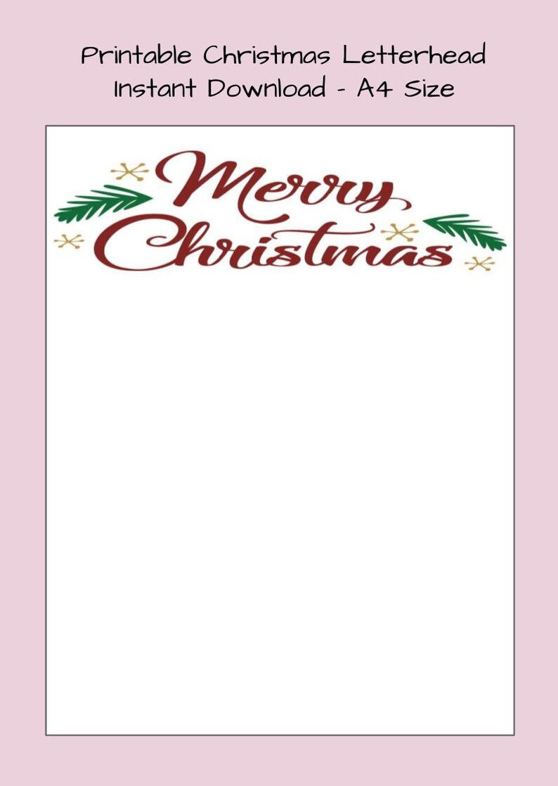 Printable Christmas Letter A4 Size - Digital Paper - Instant Download ...