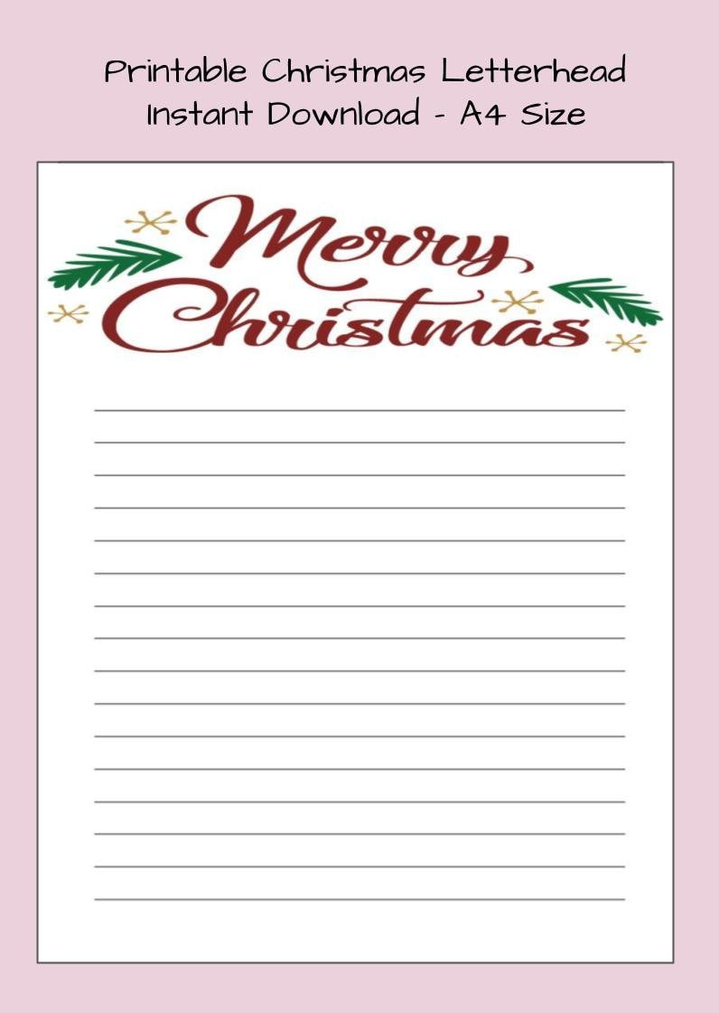 Printable Christmas Letter A4 Size - Digital Paper - Instant Download ...