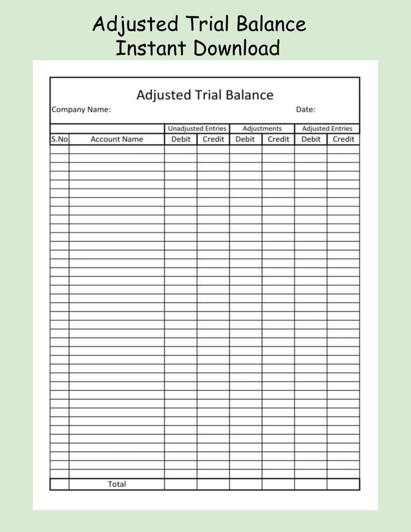 Trial Balance Format Pdf