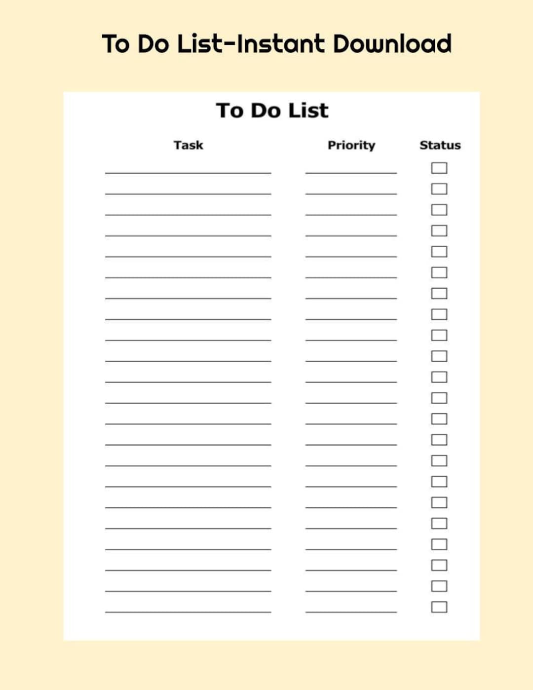 Printable to Do List- Instant Download-organizer With Priority Option ...