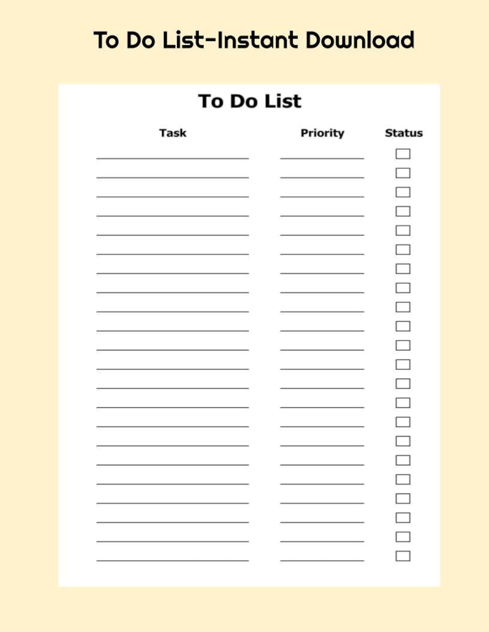 Printable to Do List- Instant Download-organizer With Priority Option ...