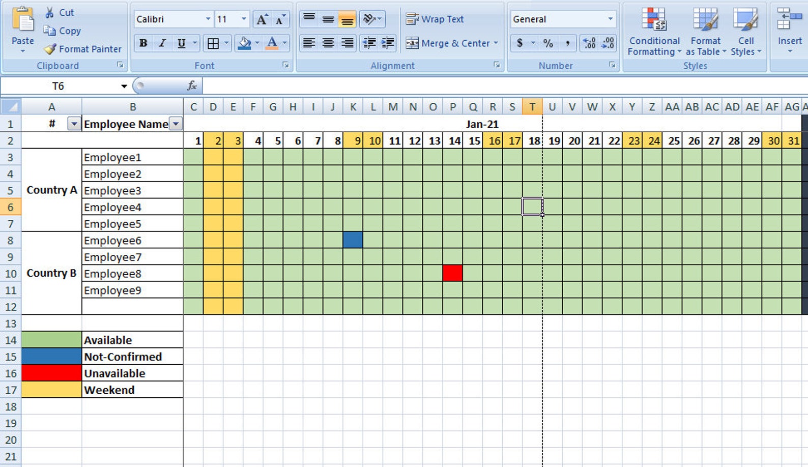 Ms-excel Editable Attendance Tracker for Office, School, College ...