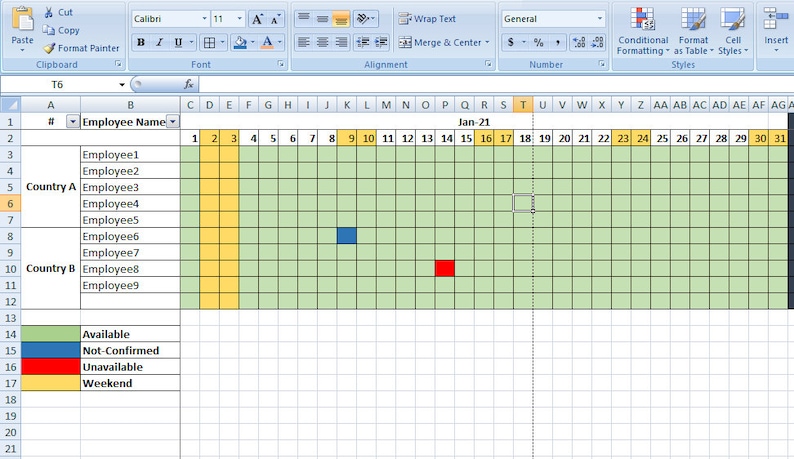 Ms-excel Editable Attendance Tracker for Office, School, College ...