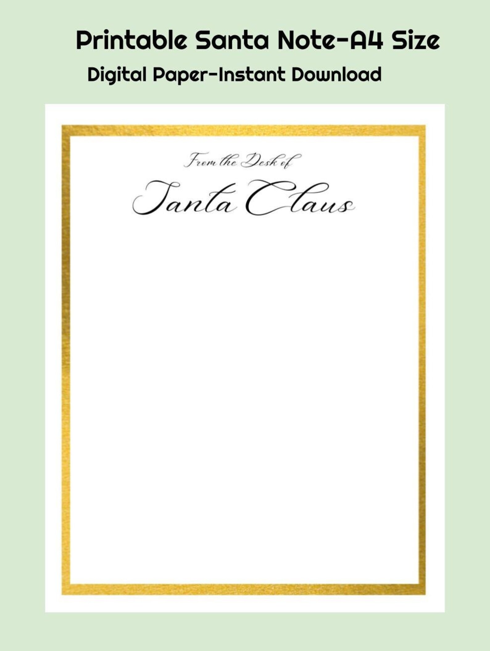 Printable Christmas Santa Letterhead/note A4 Size Digital - Etsy
