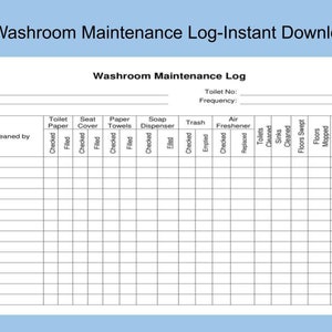 Washroom Maintenance Log-printable-restroom Maintance Log-pdf-instant ...
