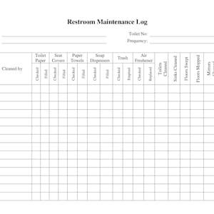 Washroom Maintenance Log-printable-restroom Maintance Log-pdf-instant ...