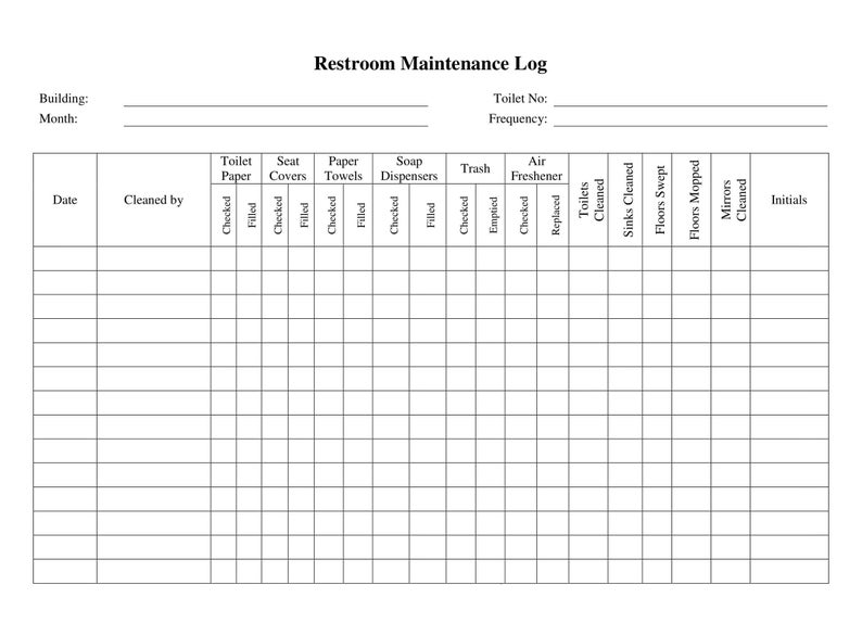 Washroom Maintenance Log-printable-restroom Maintance Log-pdf-instant ...