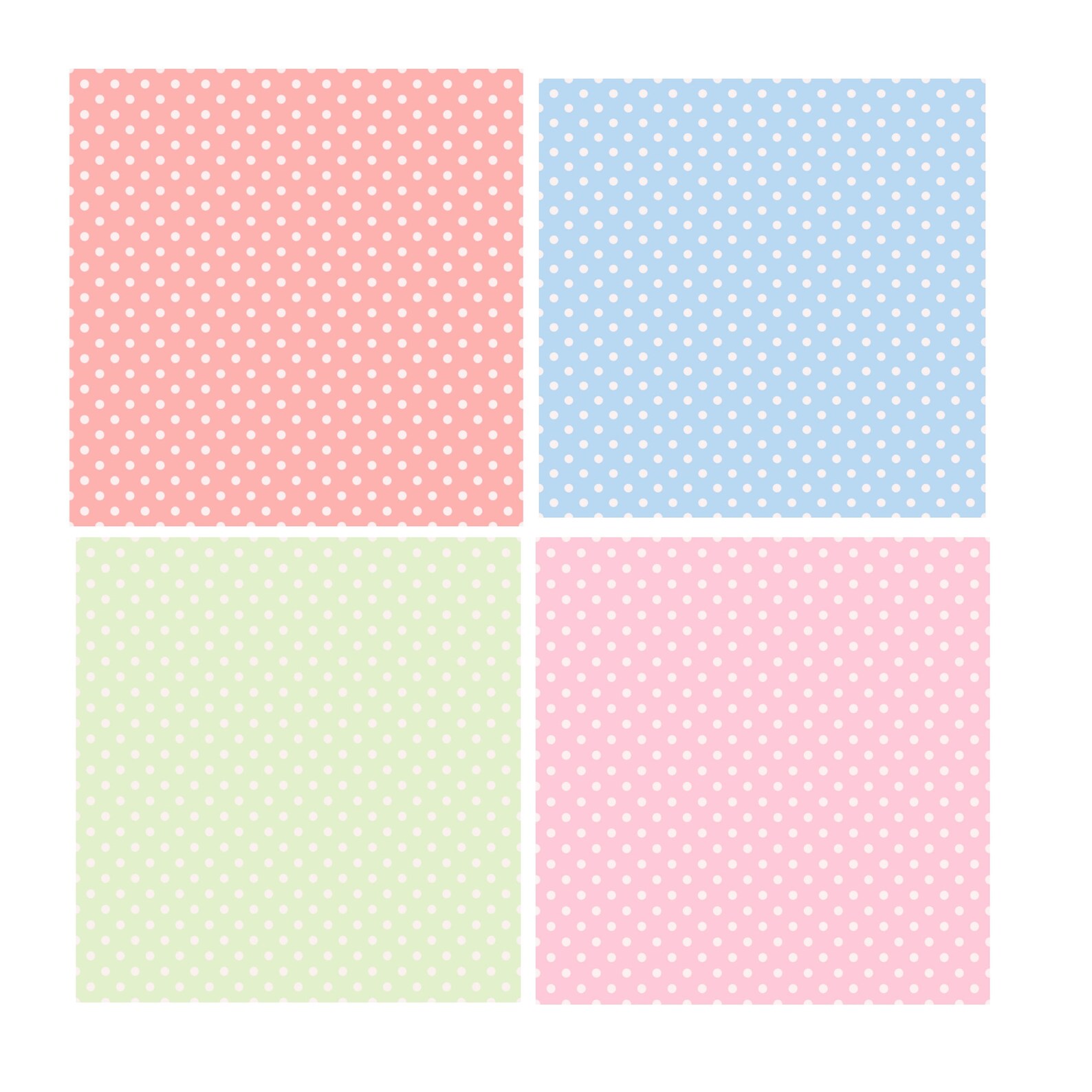 Pastel Polka Dots Digital Papers, Scrapbook Paper Set of 12, Instant ...