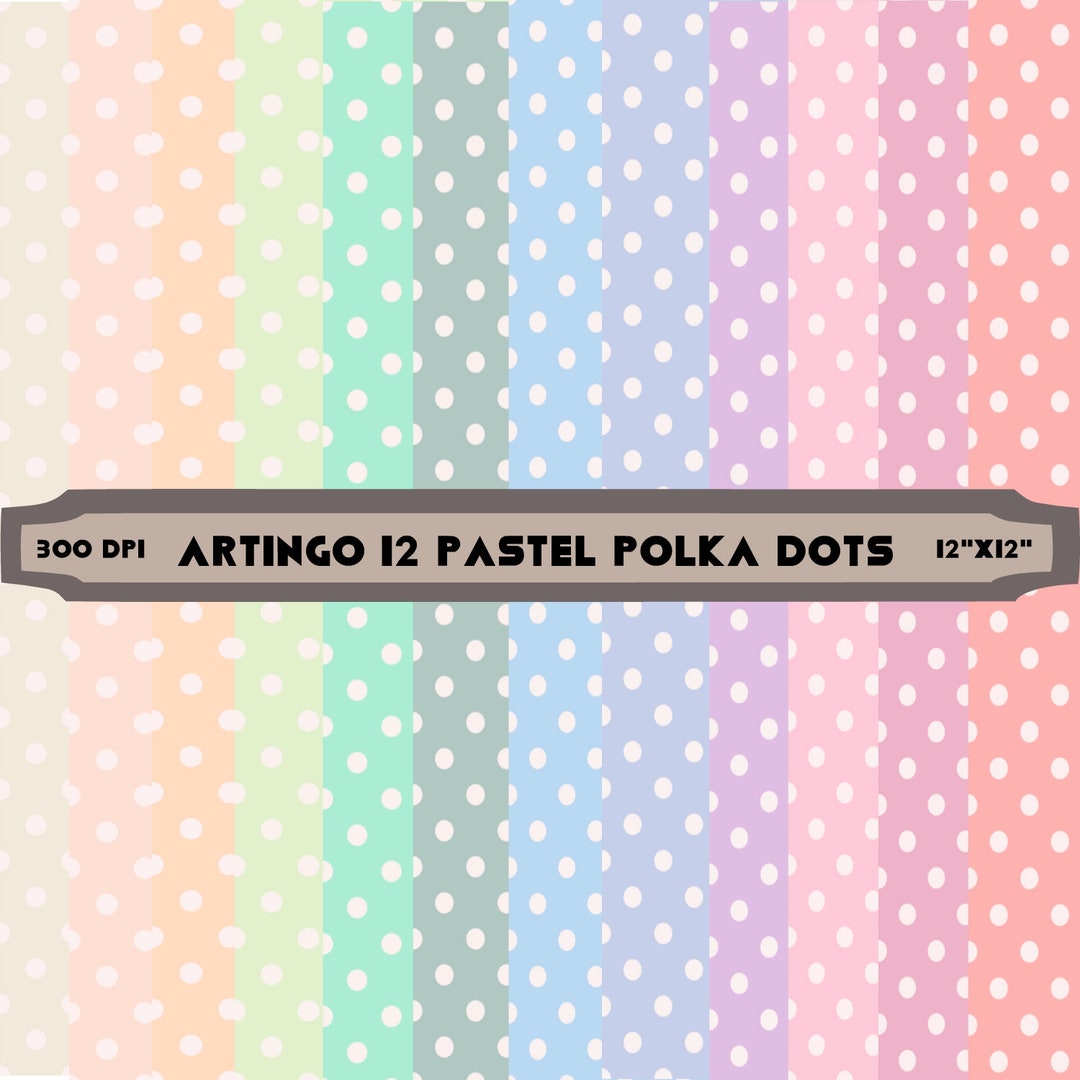 Pastel Polka Dots Digital Papers, Scrapbook Paper Set of 12, Instant ...