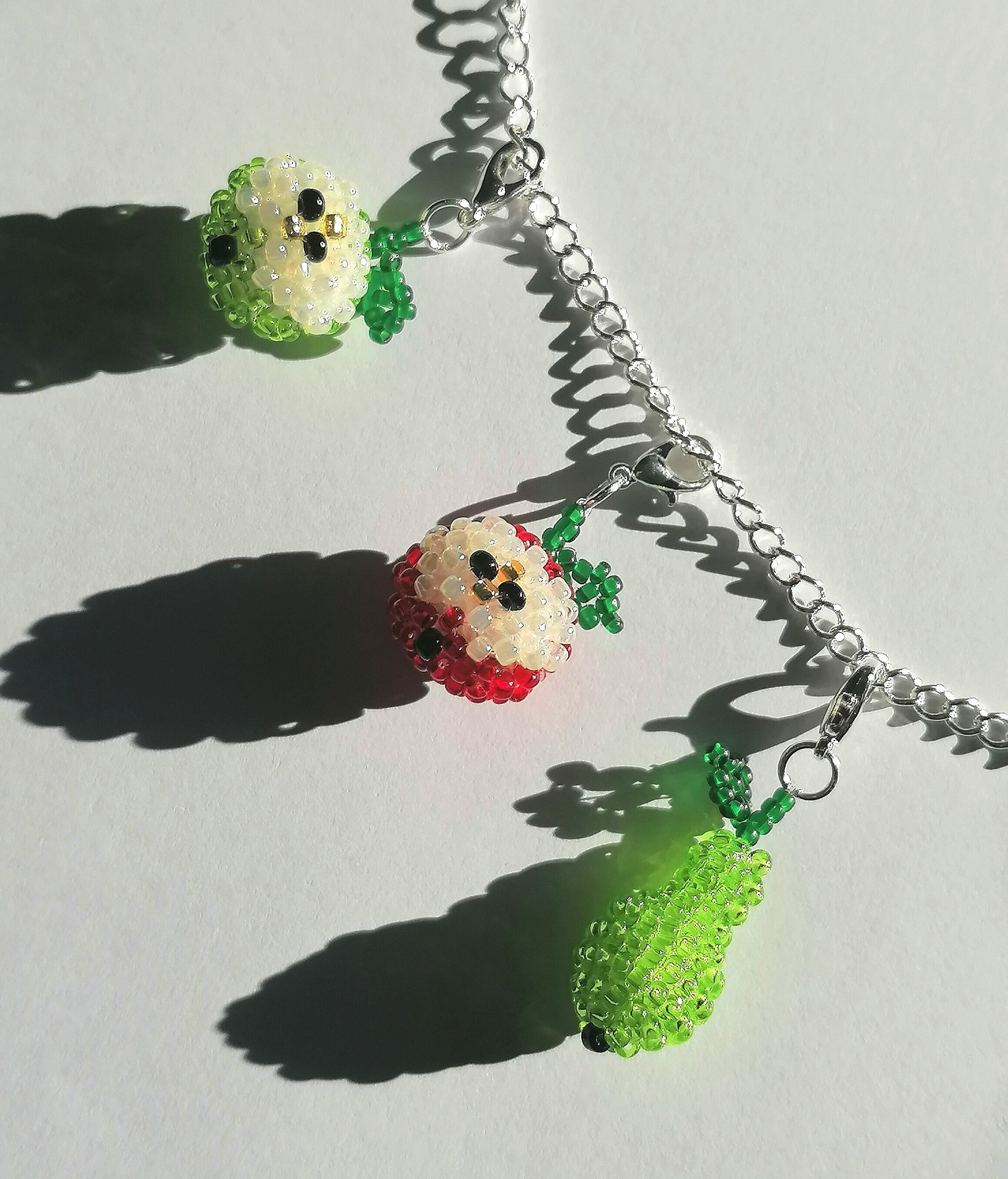 Apple and Pear Beaded Pendants - Etsy