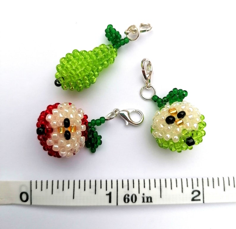 Apple and Pear Beaded Pendants - Etsy