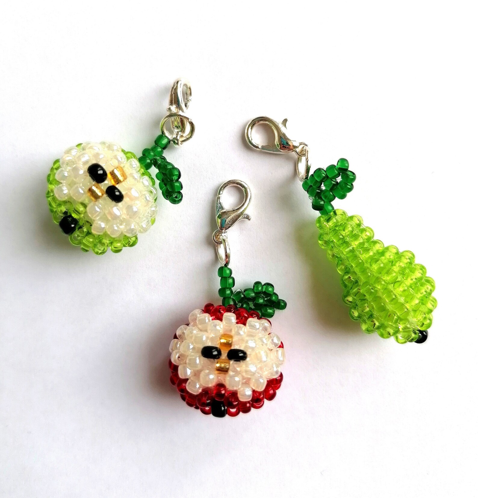 Apple and Pear Beaded Pendants - Etsy