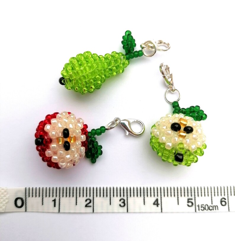 Apple and Pear Beaded Pendants - Etsy