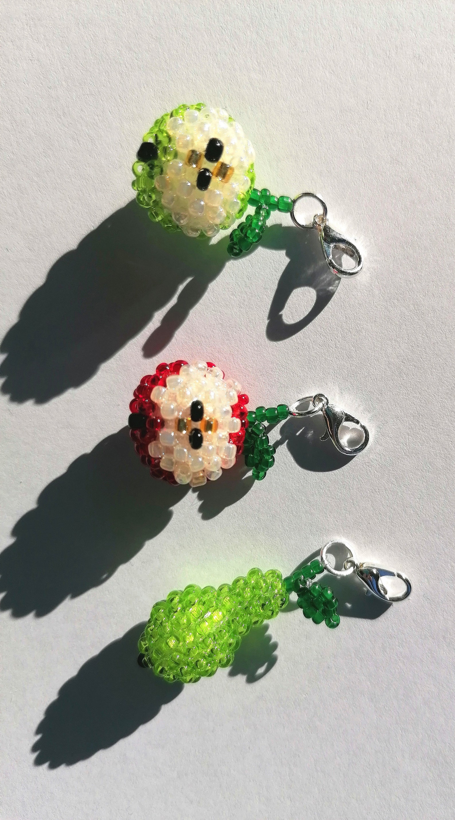 Apple and Pear Beaded Pendants - Etsy