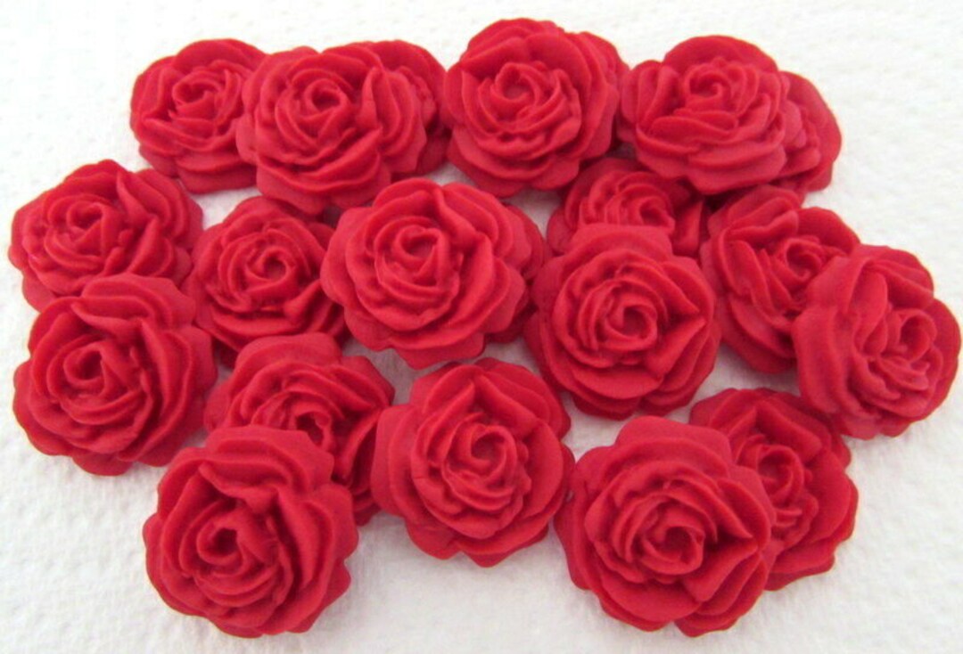 12 Red Roses Flowers Edible Cake Toppers Sugarcraft Wedding Cupcake - Etsy