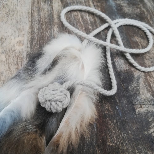 Rabbit Fur Cat Toy Handmade With Organic Hemp Rope - Etsy