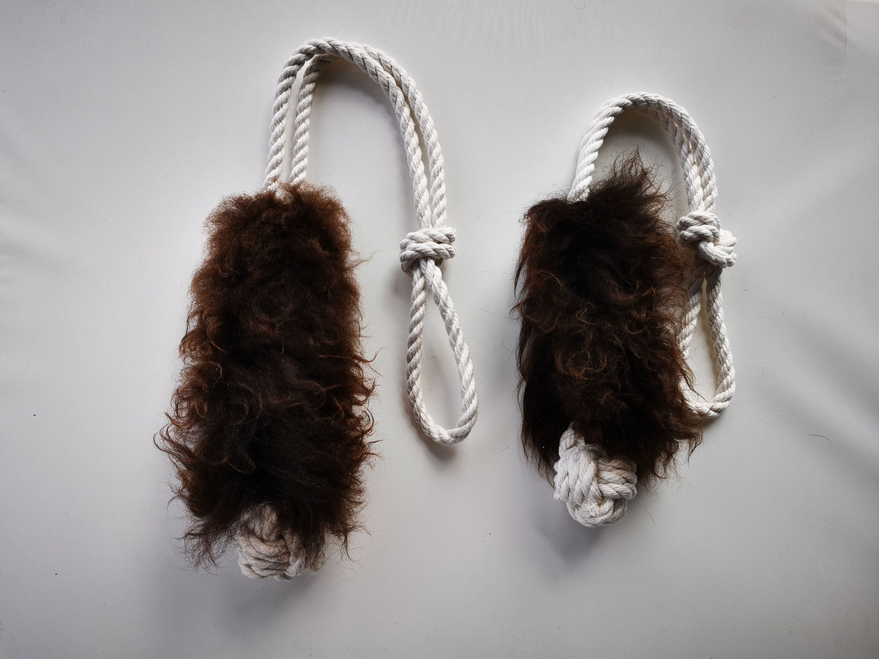 Real Sheep Fur and Soft Cotton Rope Dog Toy for Tug-of-war and Chasing ...