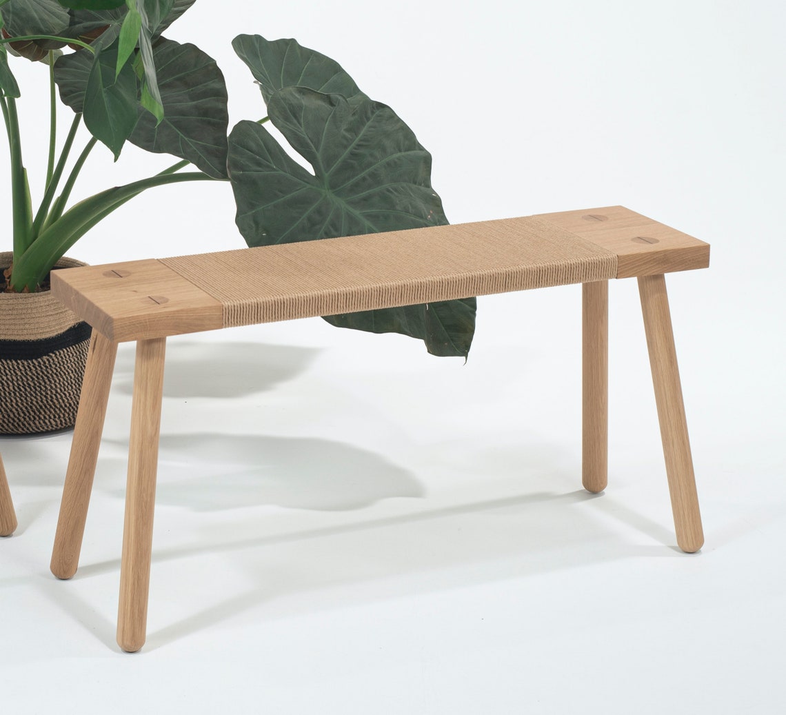 Oak Bench With Danish Cord / Scandinavian / Scandi / Mid Century - Etsy