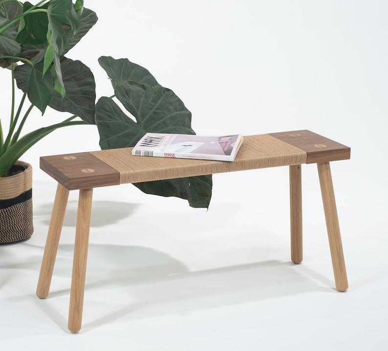 Walnut Bench With Danish Cord / Scandinavian / Scandi / Mid Century - Etsy
