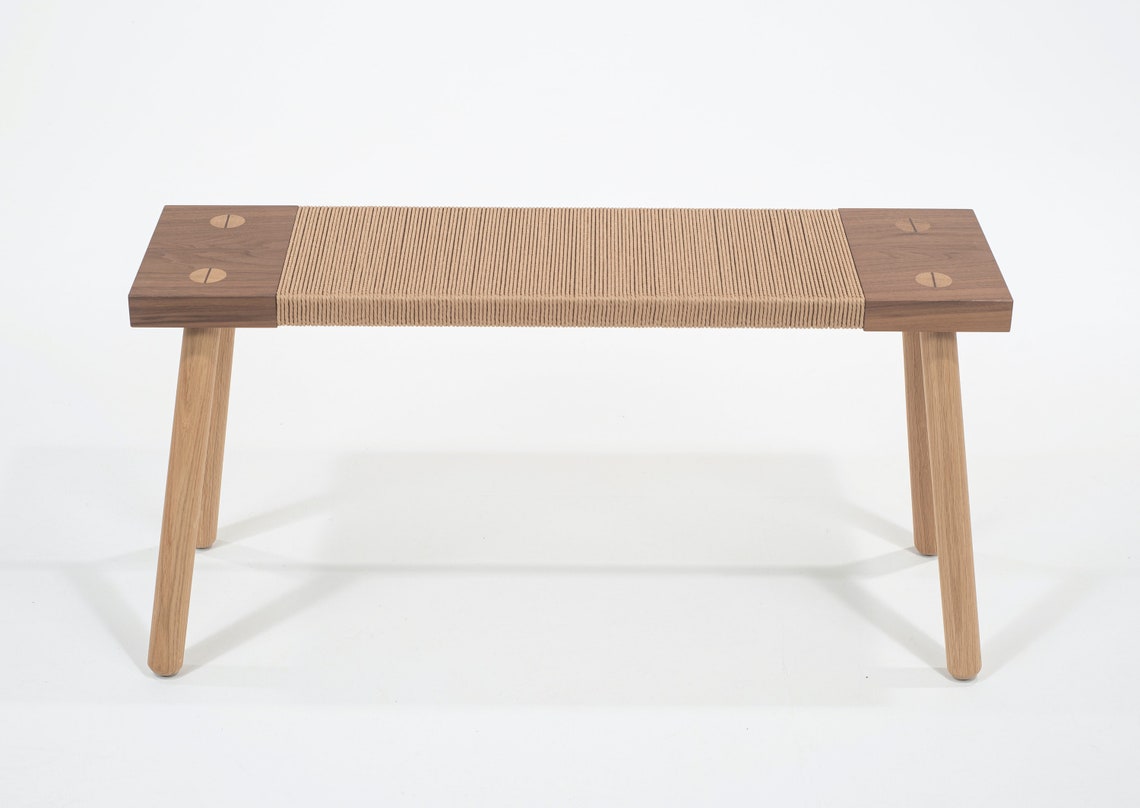 Walnut Bench With Danish Cord / Scandinavian / Scandi / Mid Century - Etsy