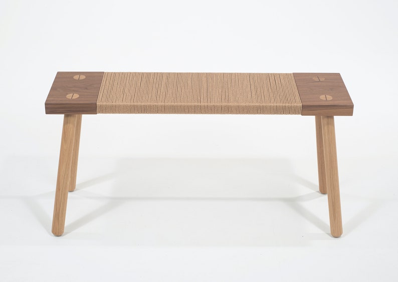 Walnut Bench With Danish Cord / Scandinavian / Scandi / Mid Century - Etsy