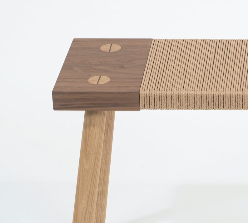 Walnut Bench With Danish Cord / Scandinavian / Scandi / Mid Century - Etsy