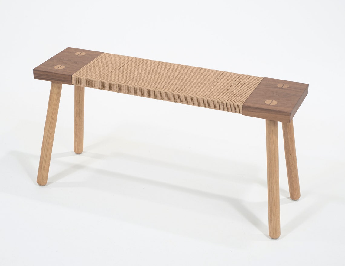Walnut Bench With Danish Cord / Scandinavian / Scandi / Mid Century - Etsy