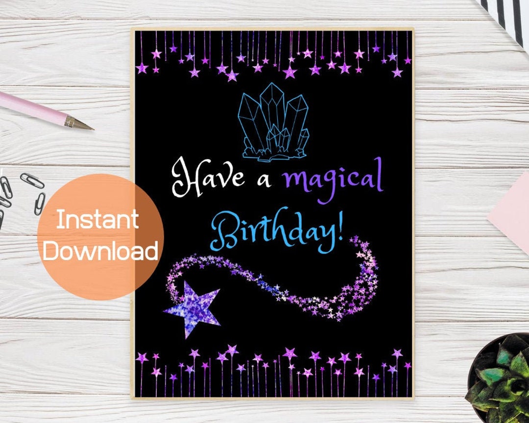Happy Magical Birthday Card Printable, Crystal Birthday Card, Digital ...