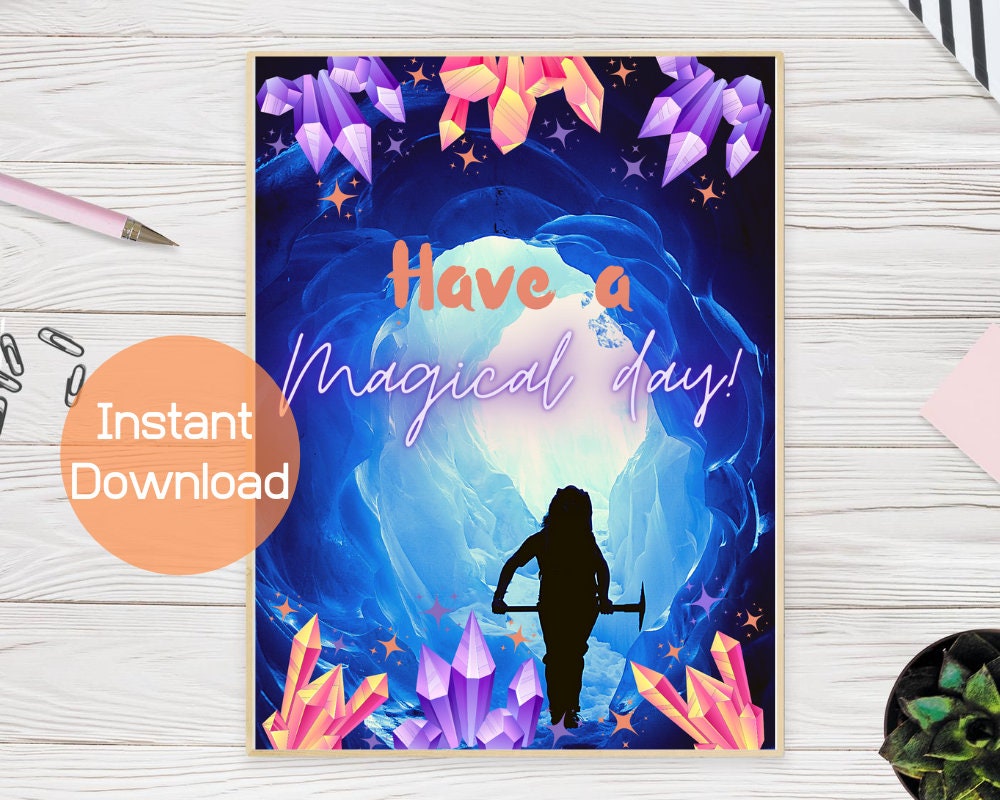 Happy Magical Birthday Card Printable, Crystals Birthday Card,digital ...
