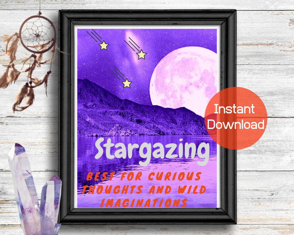 Stargazing Printable, Stars Wall Art, Digital Download, Bedroom Print ...