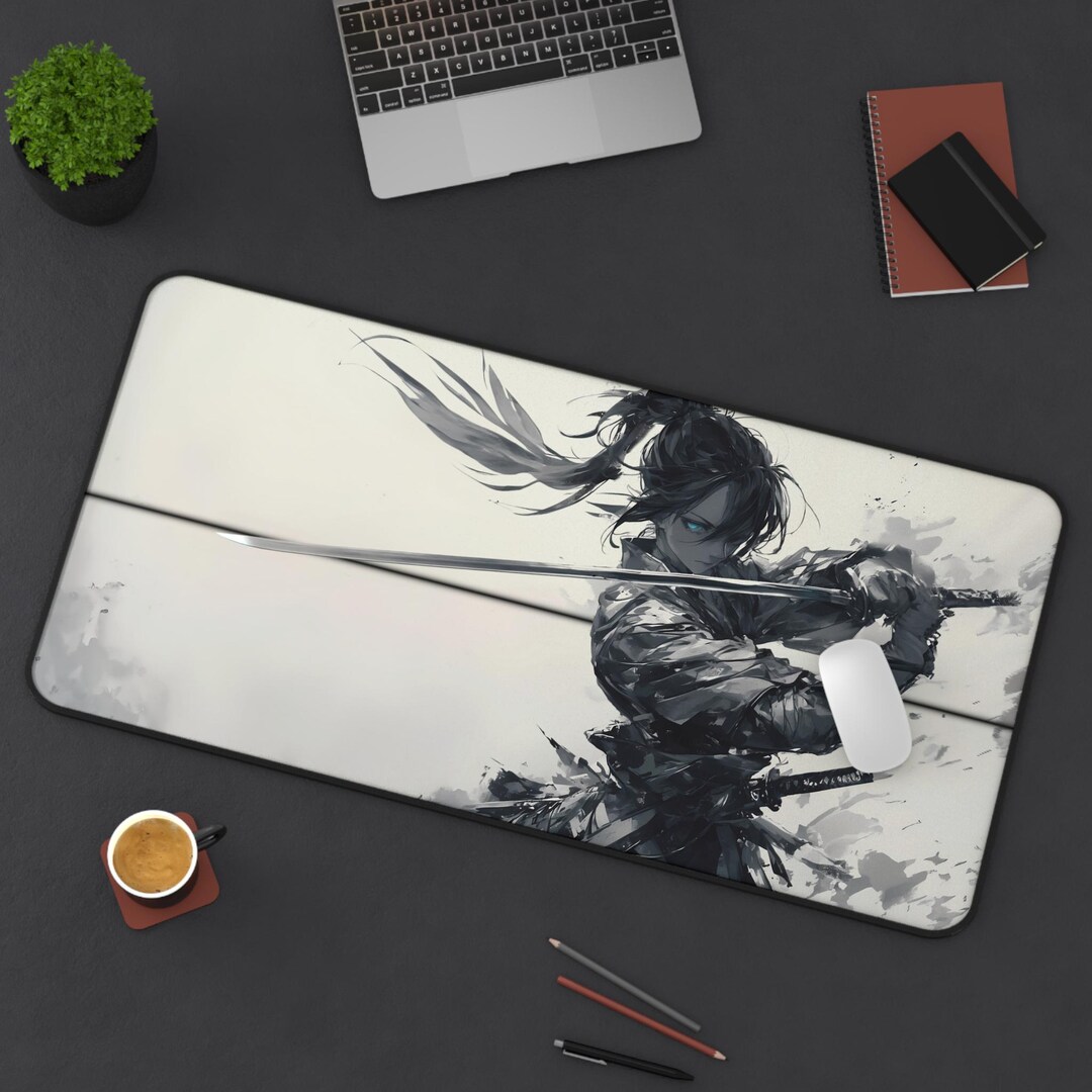 Anime Samurai Desk Mat Mousepad - Japanese Manga Animated Design, Japan ...