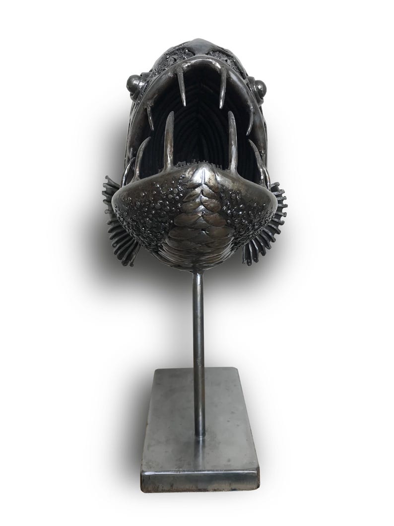 GOLD Fish.tabletop Sculpture of a Deep-sea Predatory Fish Made of Metal ...