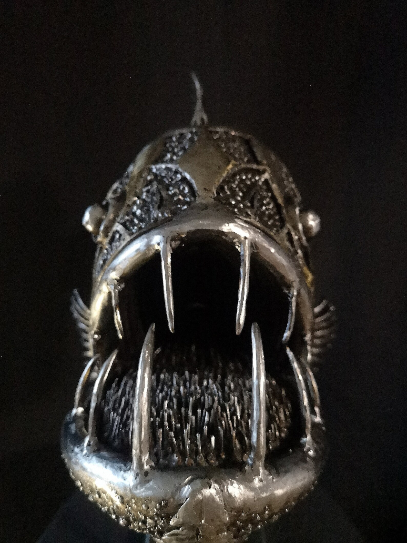 GOLD Fish.tabletop Sculpture of a Deep-sea Predatory Fish Made of Metal ...